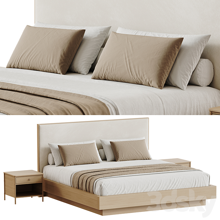 Lumi fabric panel bed - Bed - 3D model