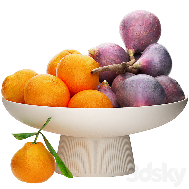 bowl of tangerines and figs - Food and drinks - 3D model