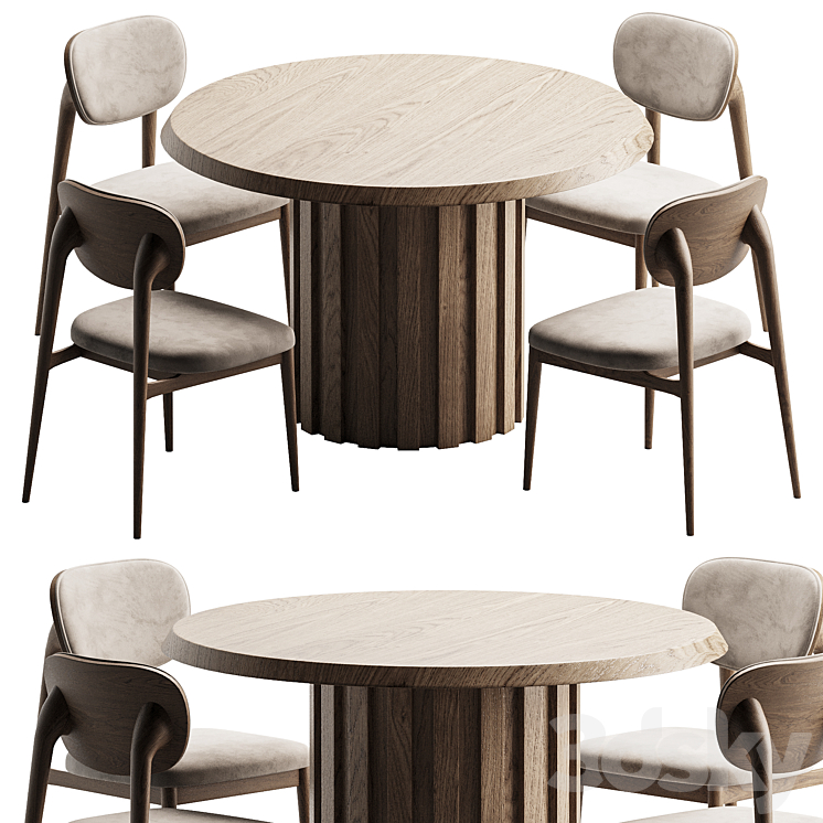 Dining Set 4 - Table + Chair - 3D model