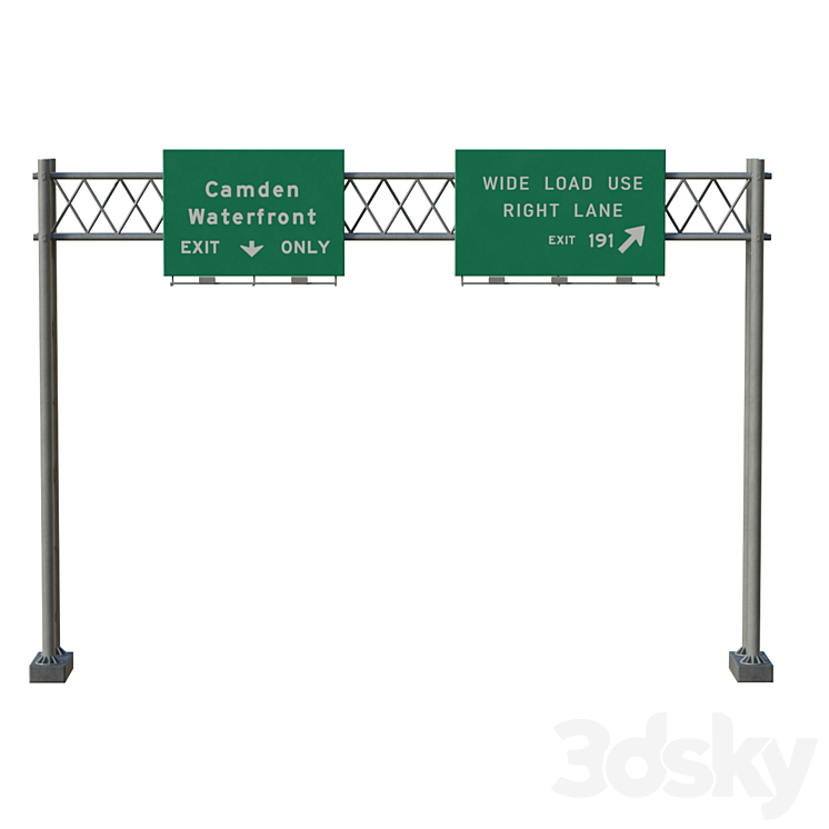 Higway Sign 4 - Urban environment - 3D model