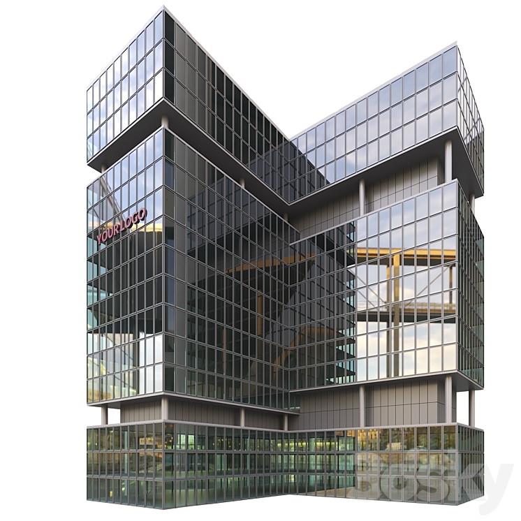 Modern Glass Tower Building - Building - 3D model