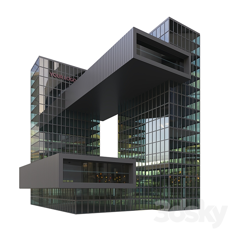 Modern Glass Tower Building 3D Model 08 - Building - 3D model