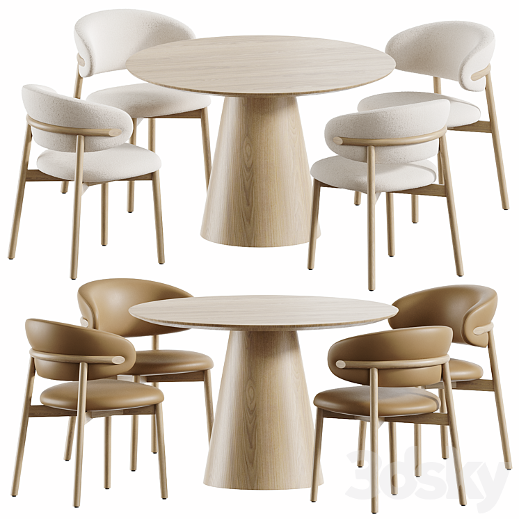 Ferrera chair and lori table - Table + Chair - 3D model