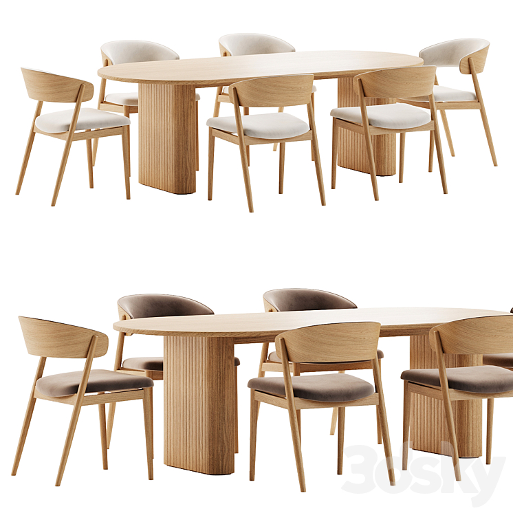 Dinning Set 35 - Table + Chair - 3D model