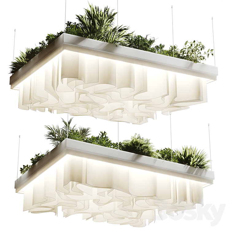 Rectangle pot light pendant - wave ceiling plant light hanging 32 ...