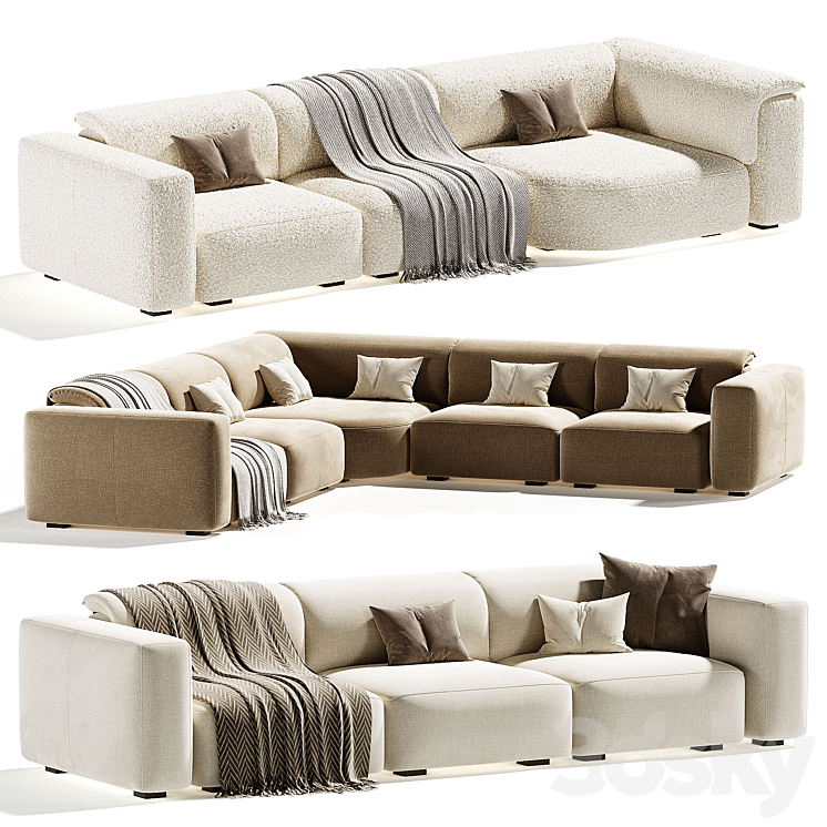 Blake Recliner Modular Leather 5-Piece Corner Sectional - Sofa - 3D model