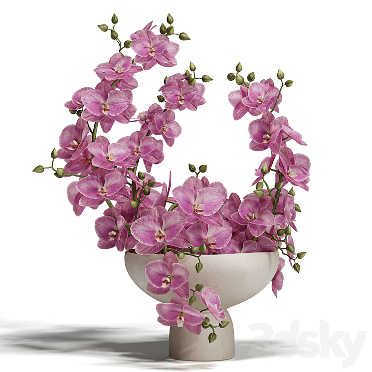 Sculpted Serenity Pink and White Orchids - Bouquet - 3D model