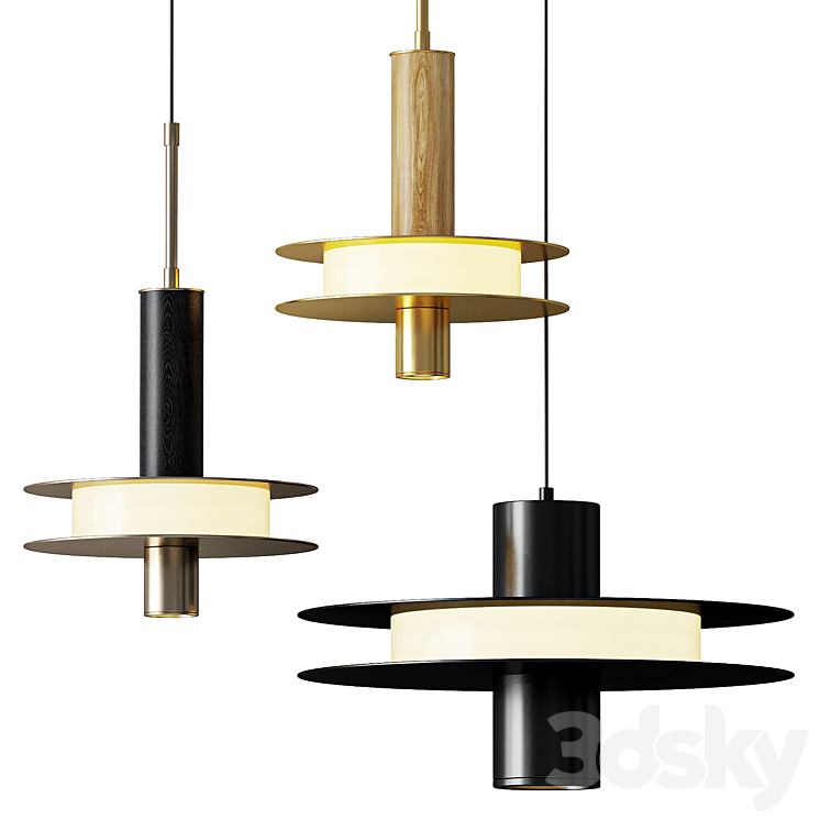 Ash and linen floor lamp Bruisse - Pendant light - 3D model