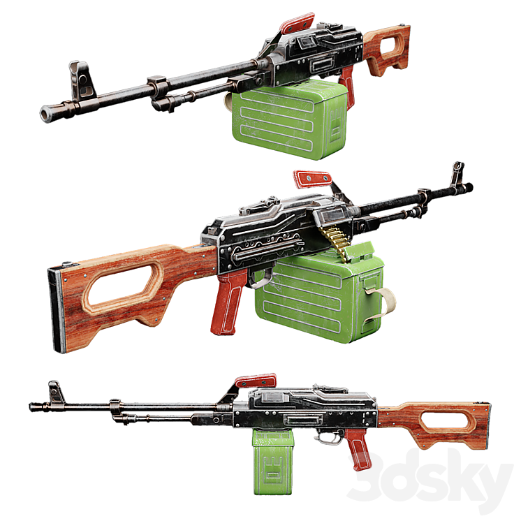 PKM Machine Gun - Weapon - 3D model