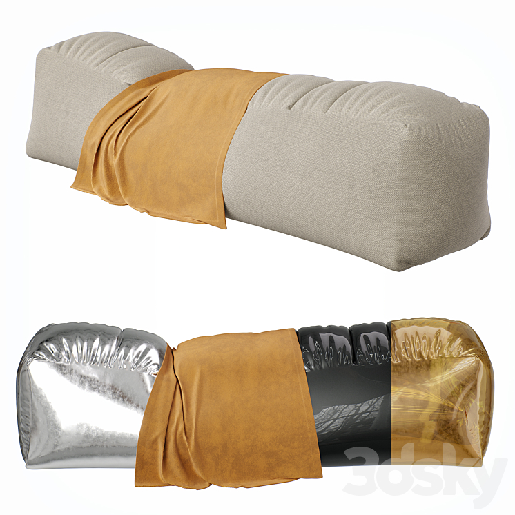Rectangular pouf with a blanket - Other soft seating - 3D model