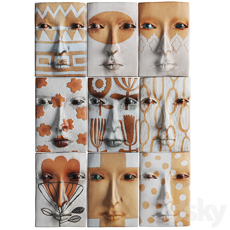 Louise Fulton Studio Wall Face Panels - 3D panel - 3D model