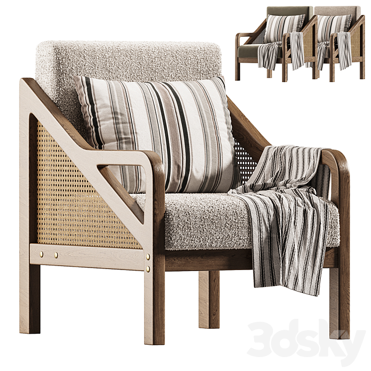 Scandinavian Wood Armchair - Arm chair - 3D model