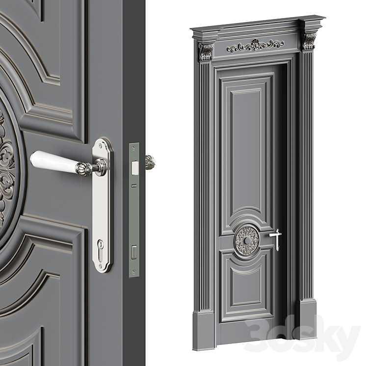 Сlassic style painted wooden doors - Doors - 3D model