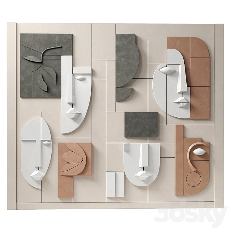 Decorative face panel 35 - Sculpture - 3D model
