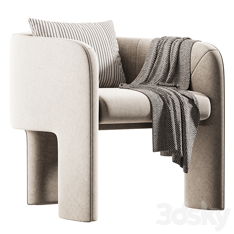 Modern Simple Style Solid Color Barrel Chair - Arm chair - 3D model