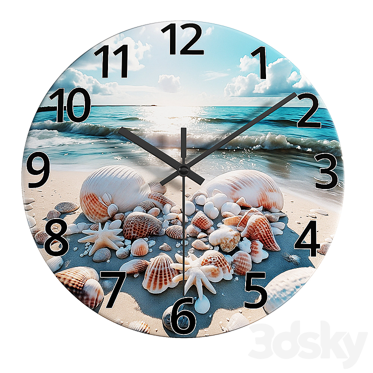 Analog Blue Beach Wall Clock for Living - Watches & Clocks - 3D model