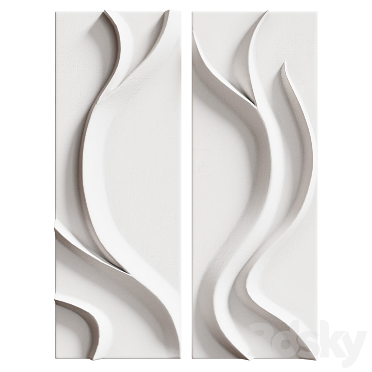 Wall Decor 07 - Wavy - Frame - 3D model