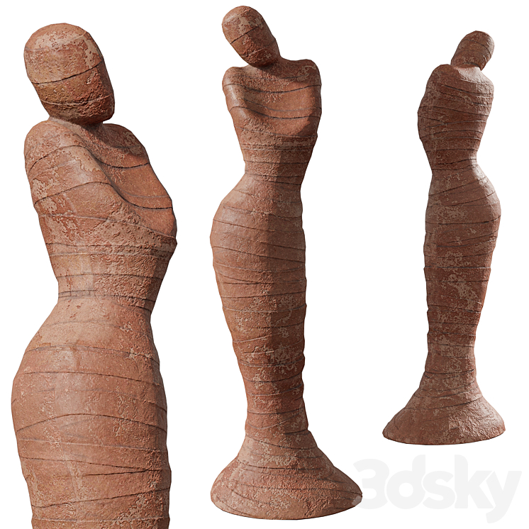 Stand Mummy Clay Statue - Sculpture - 3D model