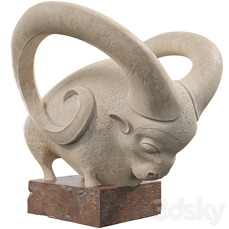 Wild Goat Stone Statue - Sculpture - 3D model