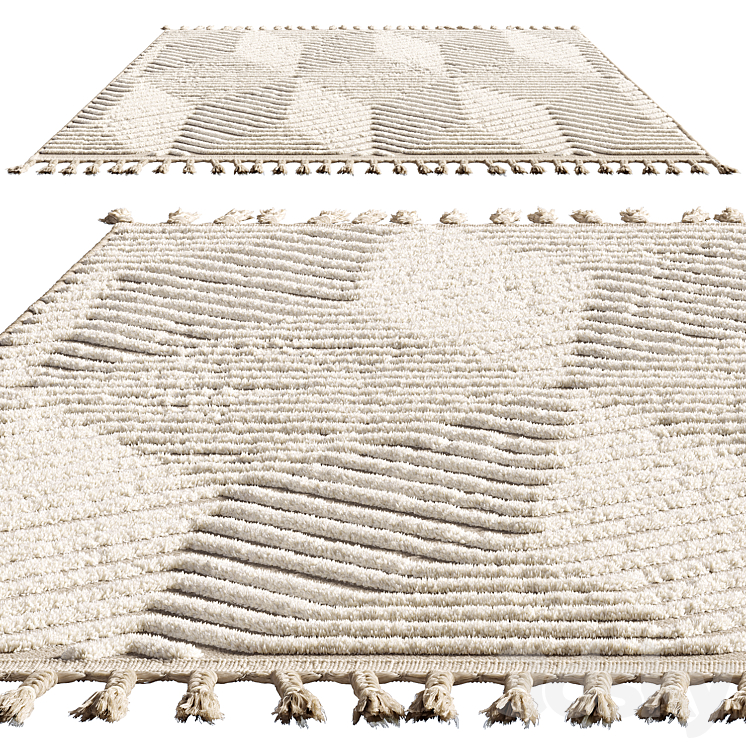nuLOOM Briallyn Modern Waves Tassel Area Rug - Carpets - 3D model