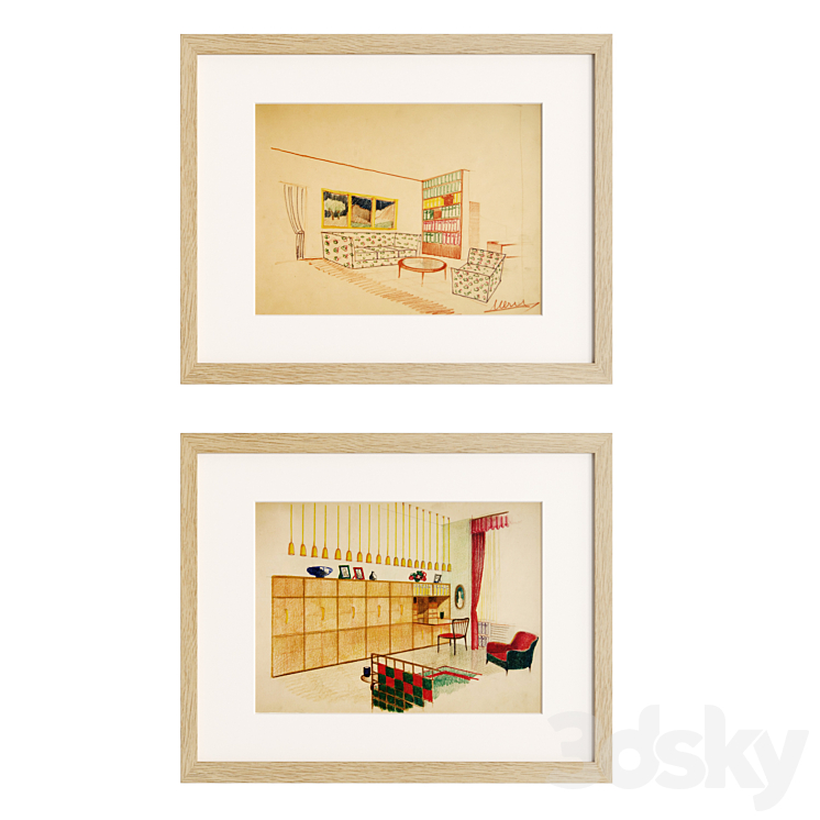 Ulrich Prints Collection I by Abigail Bell - Frame - 3D model
