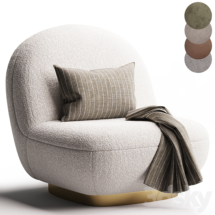 Pacha Low Slung Boucle Lounge Chair - Arm chair - 3D model