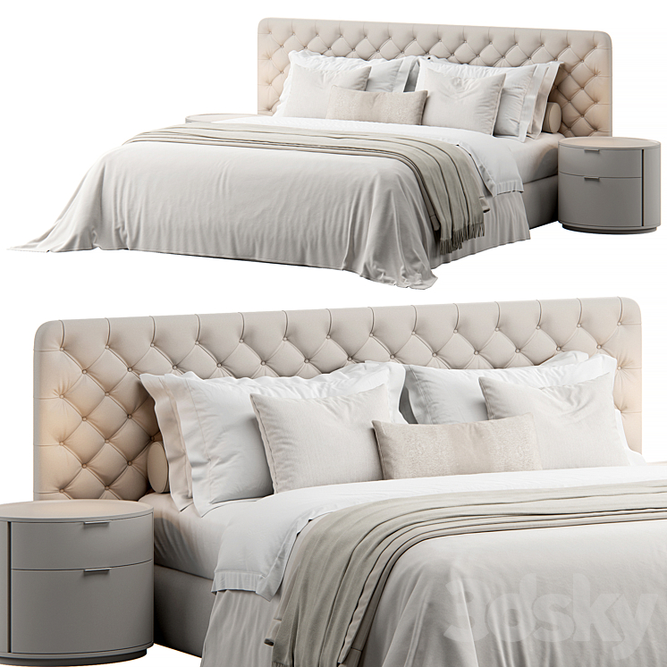 Tufted Panel Bed - Bed - 3D model