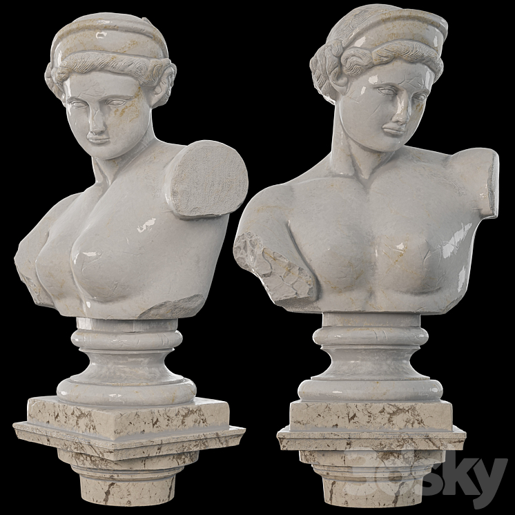 Ancient Roman Statue | Broken Marble Bust - Sculpture - 3D model