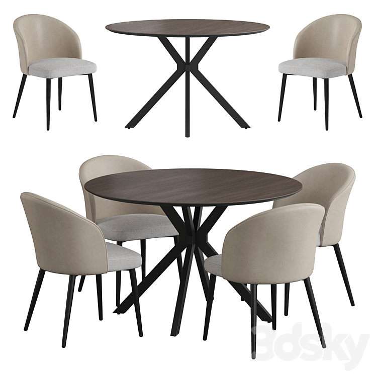 Ralf Ornella Dining Set - Table + Chair - 3D model