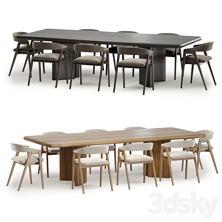 trevore chair with imari table - Table + Chair - 3D model