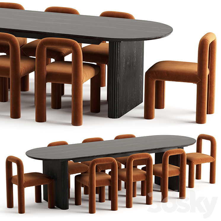 Henry Dining Table Zara dining chair - Table + Chair - 3D model