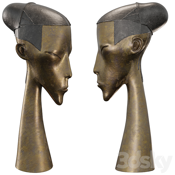 Modern Elongated Head Bronze Sculpture - Sculpture - 3D model