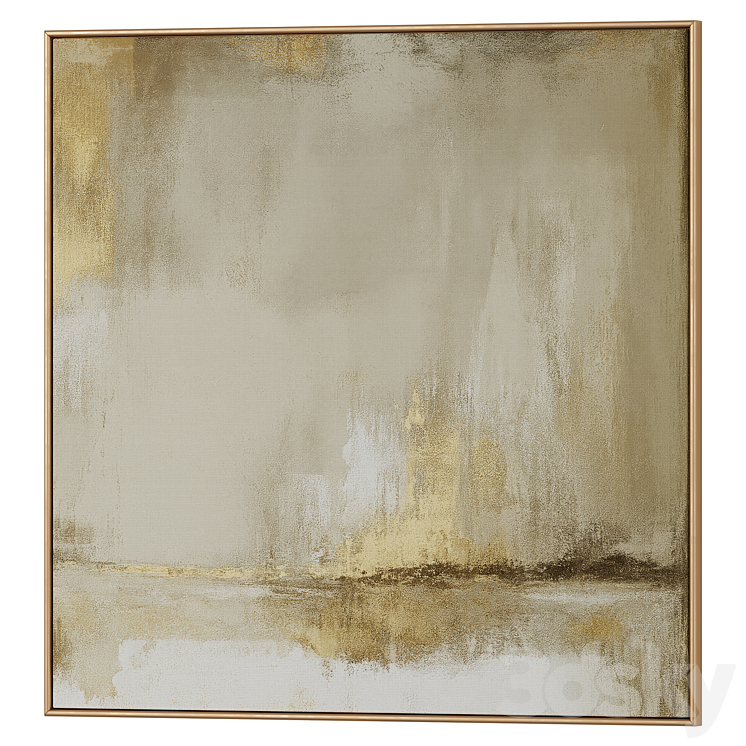 Set of 3 Abstract Paintings in Frames - Different Sizes 0140 - Frame ...