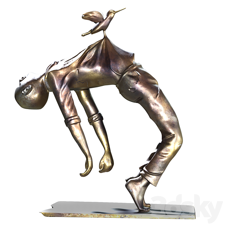 Ascension Man Spirit as Bird Lifting Body 758 - Sculpture - 3D model