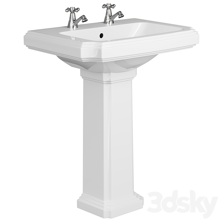Butler Rose Darcy 2 Tap Hole Basin Full Pedestal - Wash basin - 3D model
