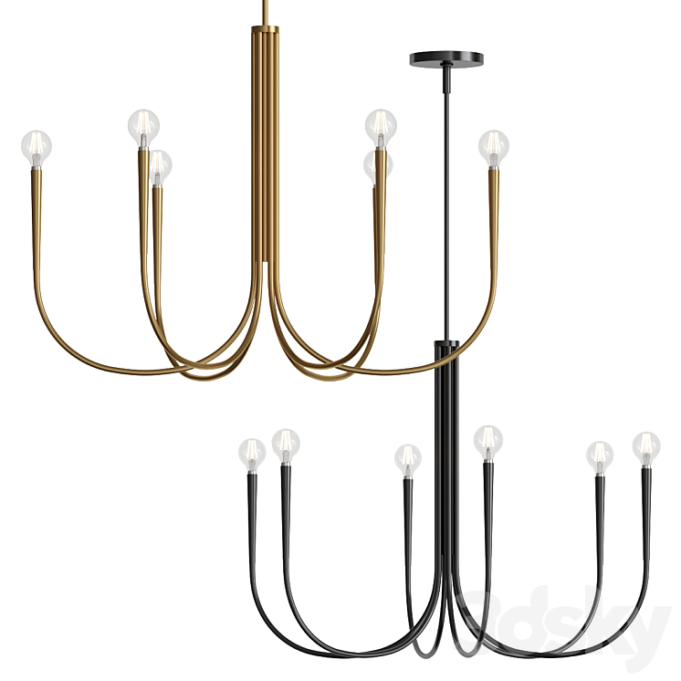 Swoop Arm Chandelier - Pendant light - 3D model
