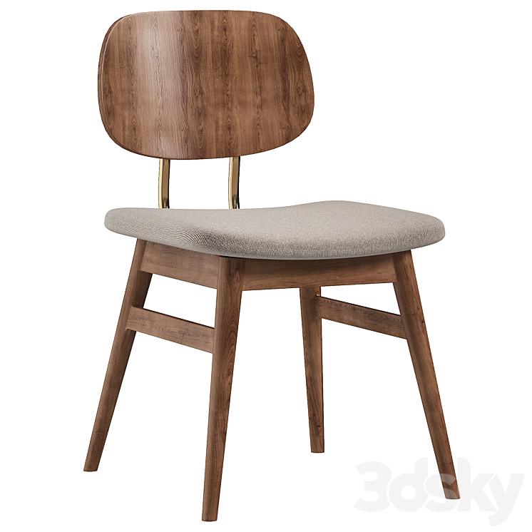 Capet Mid Century Walnut Dining Room Chair - Chair - 3D model