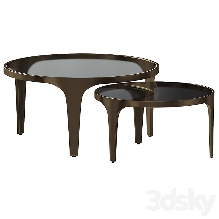 Elwell Glass Metal Nesting Coffee Tables 24 32 - Table - 3D model