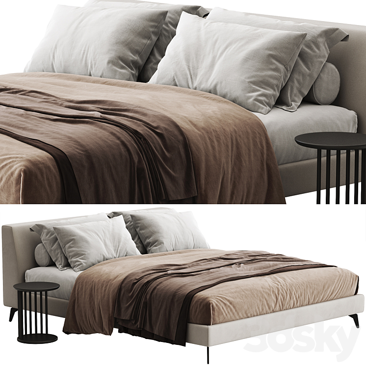 Meridiani Louis Up Bed - Bed - 3D model
