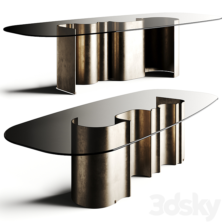 WAVE V5 Premium Glass Dining Table LuxLucia Casa - Table - 3D model