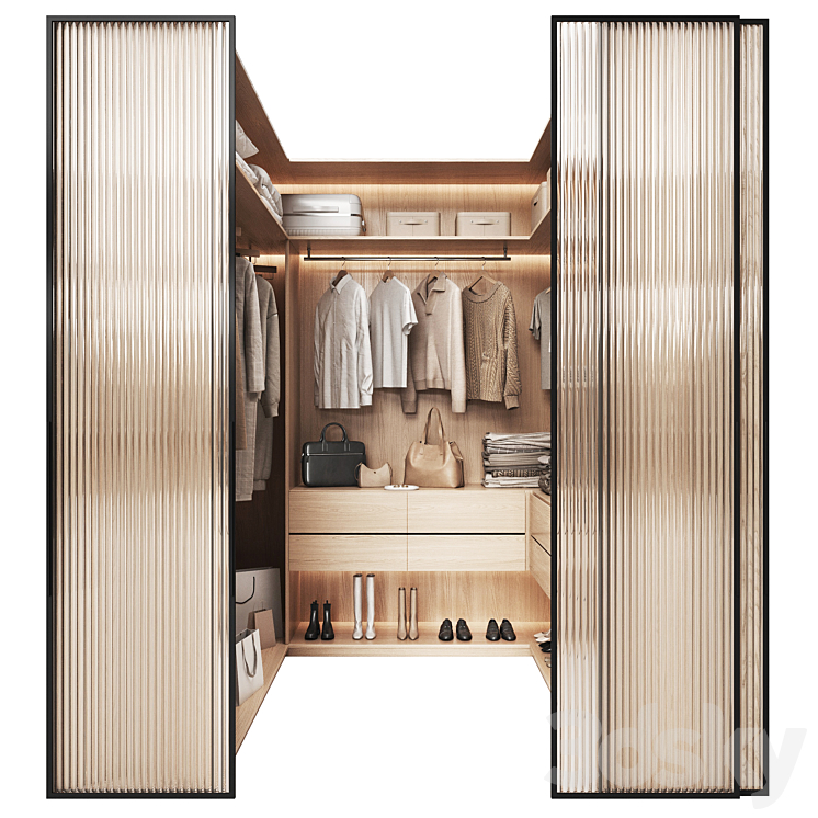Three-wall wardrobe unit - Wardrobe & Display cabinets - 3D model