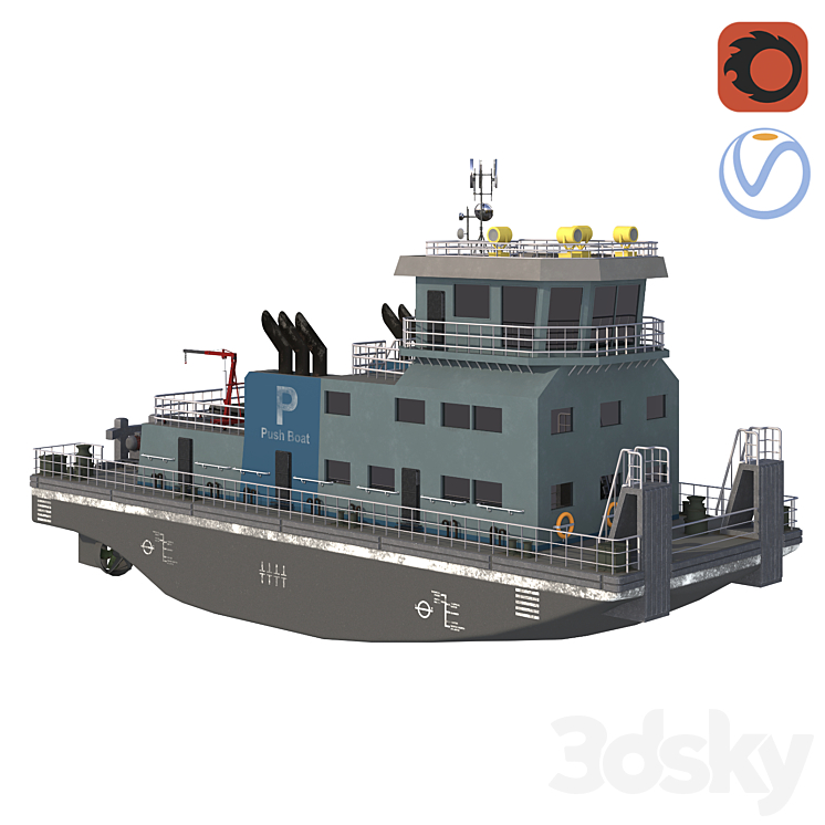 Harbor push boat 05 - Water Transport - 3D model