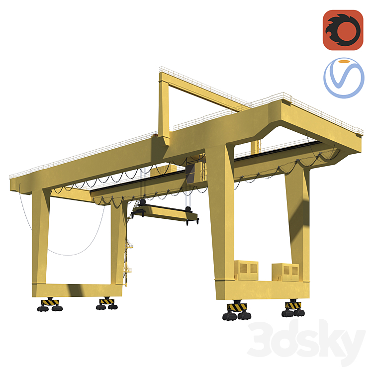 Harbor RTG Gantry crane yellow - Other - 3D model
