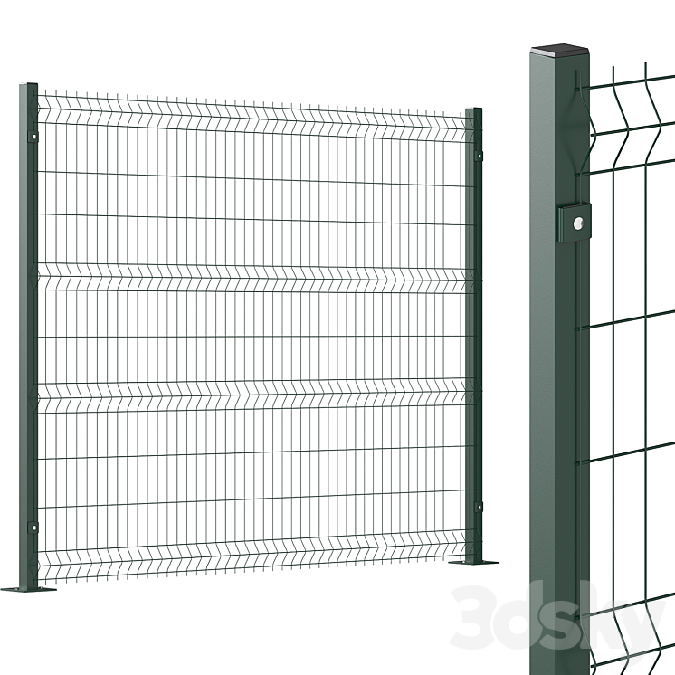 Metal fence mesh 2D and 3D (Gitter) - Fence - 3D model