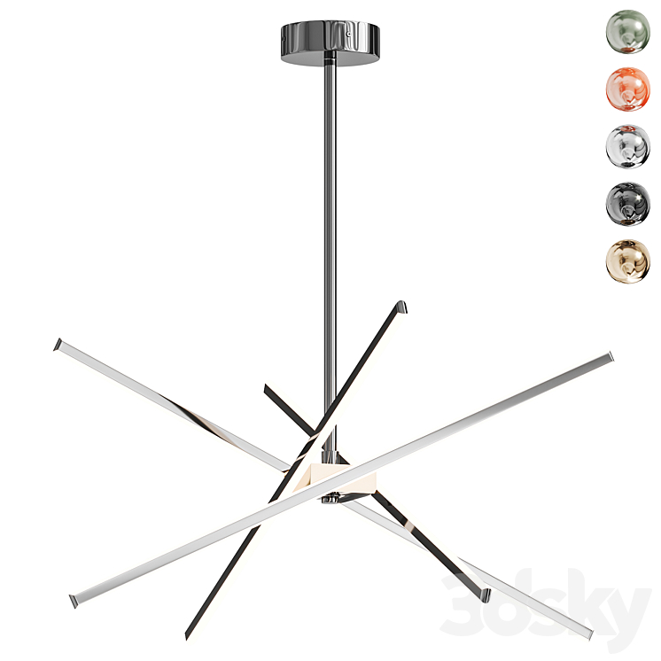 4-Light Dimmable LED Sputnik Linear Chandelier - Pendant light - 3D model