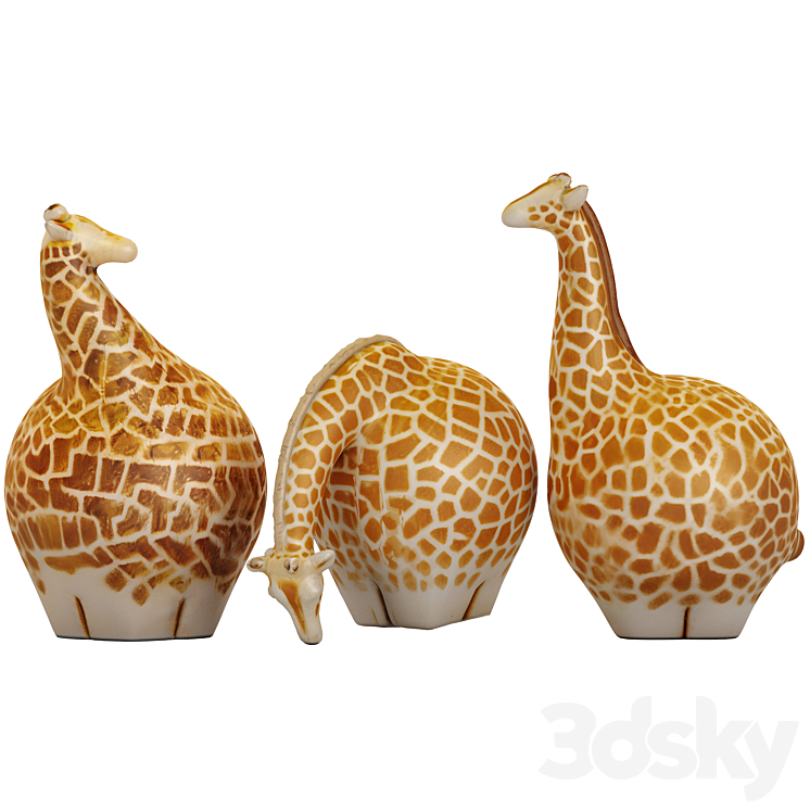 Minimal Giraffe Trio Decorative Sculptures - Sculpture - 3D model