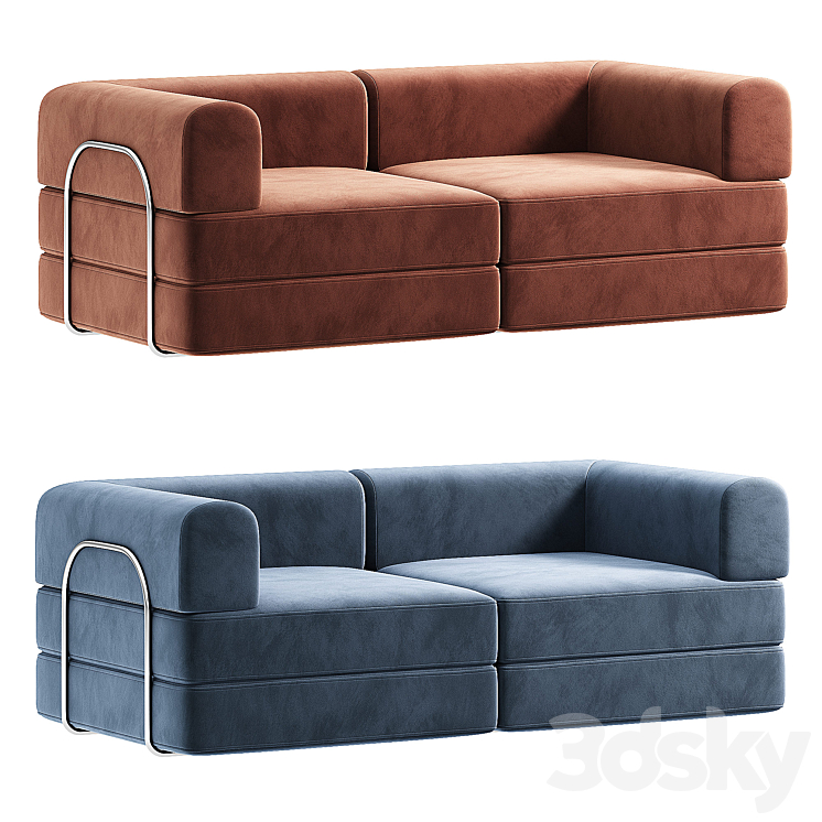 Nova Modular Sofa Bed Chestnut - Sofa - 3D model