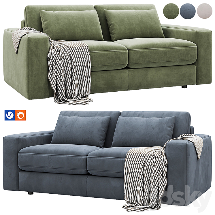 Kipton Wide Arm Nubuck Leather Sofa 211 By Arhaus - Sofa - 3D model