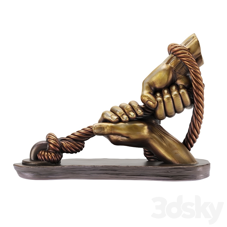 Hold On – Symbolic Metal Hands Sculpture with Rope | 3D Model ...