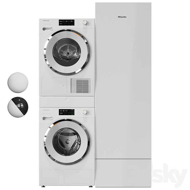 Miele 01 Washer, Dryer, and Drying Cabinet - Household appliance - 3D model